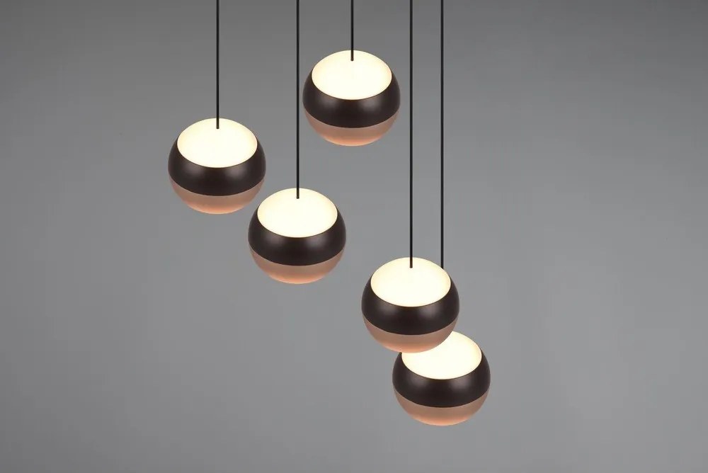 LED závěsné svítidlo s kovovým stínidlem ø 30 cm v černo-měděné barvě Orbit – Trio Select