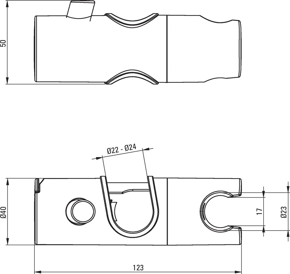 Deante Deante, hranatý bodový držák ruční sprchové hlavice (průměr 22, 23, 24 mm), EasyOn, ANM_N21U