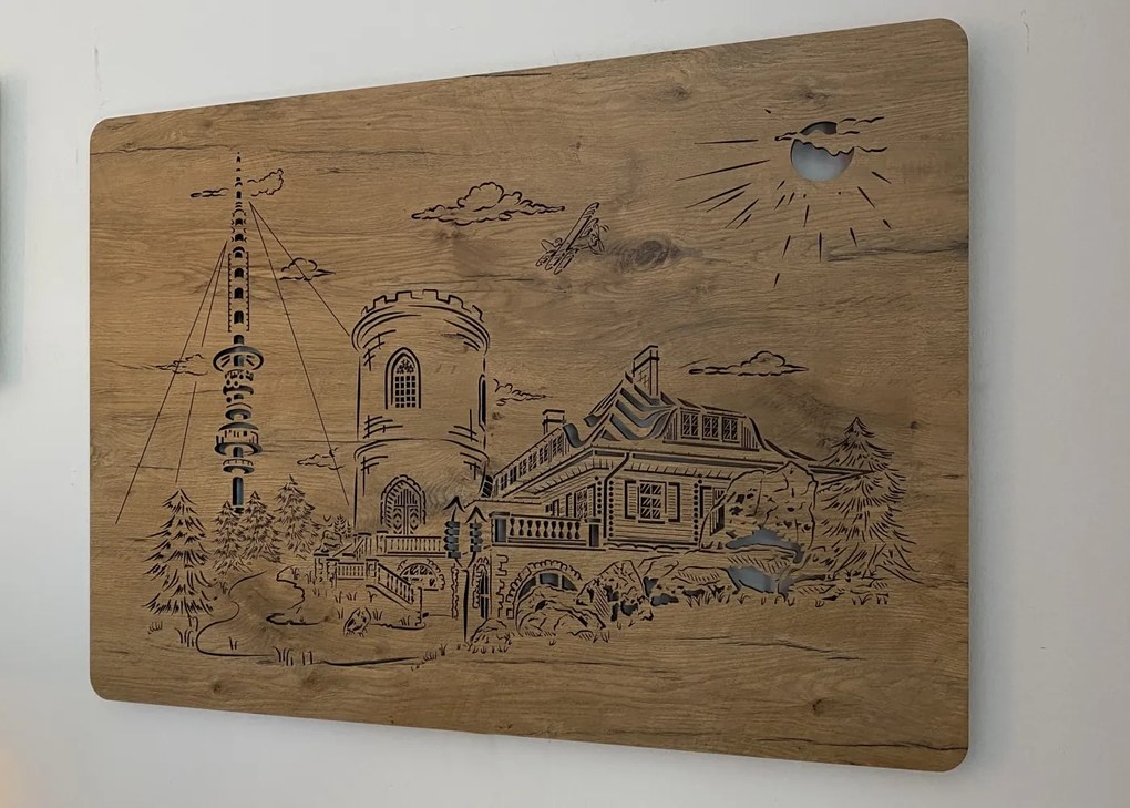 Li-Go "Kleť" světelný obraz 230V 90x62cm provedení povrchu: dub