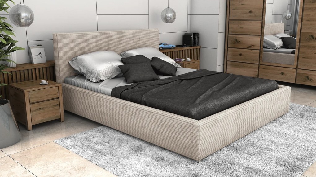 Postel LINCOLN 120x200 béžová s úložným prostorem