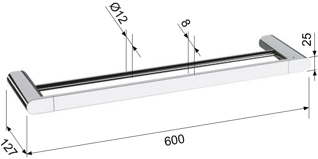 Sapho, FLORI držák ručníků dvojitý 600x127mm, chrom, RF011