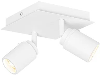 Chytré koupelnové bodové svítidlo bílé čtvercové 2-světelné IP44 vč. 2 Wifi GU10 50mm - Ducha