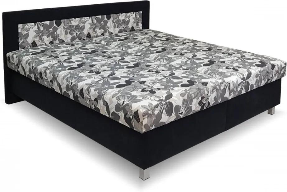 Čalouněná postel Alena, s úložným prostorem , Šedá vzor-bílá ekokůže