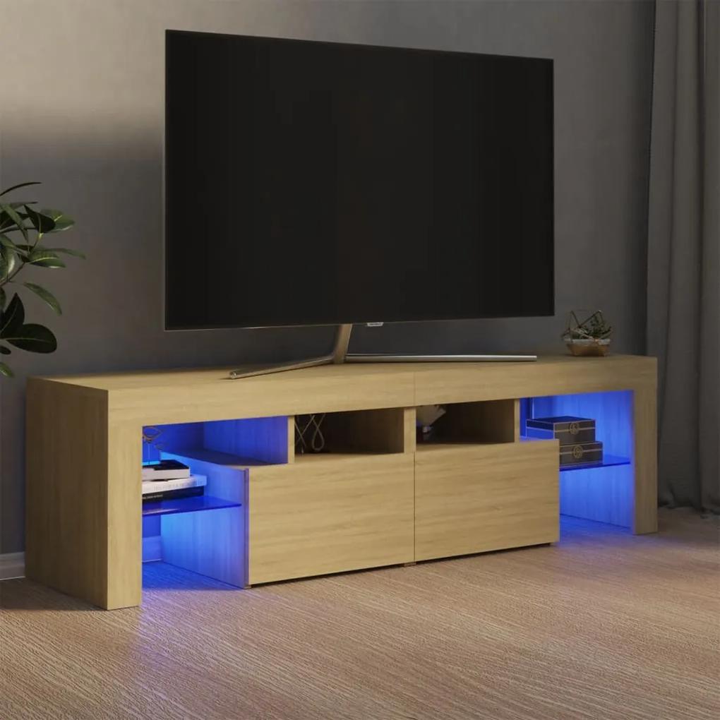 804367 vidaXL TV skříňka s LED osvětlením dub sonoma 140 x 36,5 x 40 cm