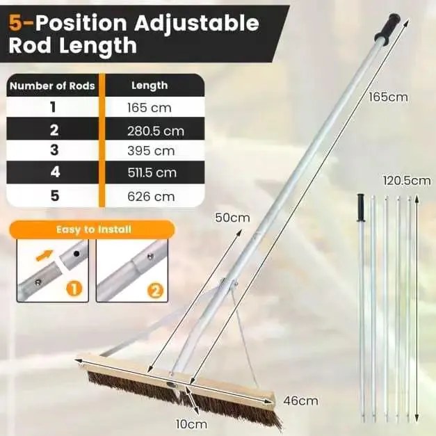 Střešní kartáč na čištění listí a nečistot, 6,3 m NP12976