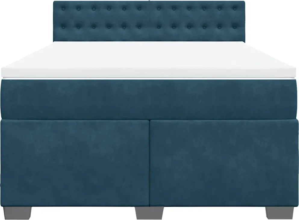 Box spring postel s matrací modrá 140 x 200 cm samet 3288646