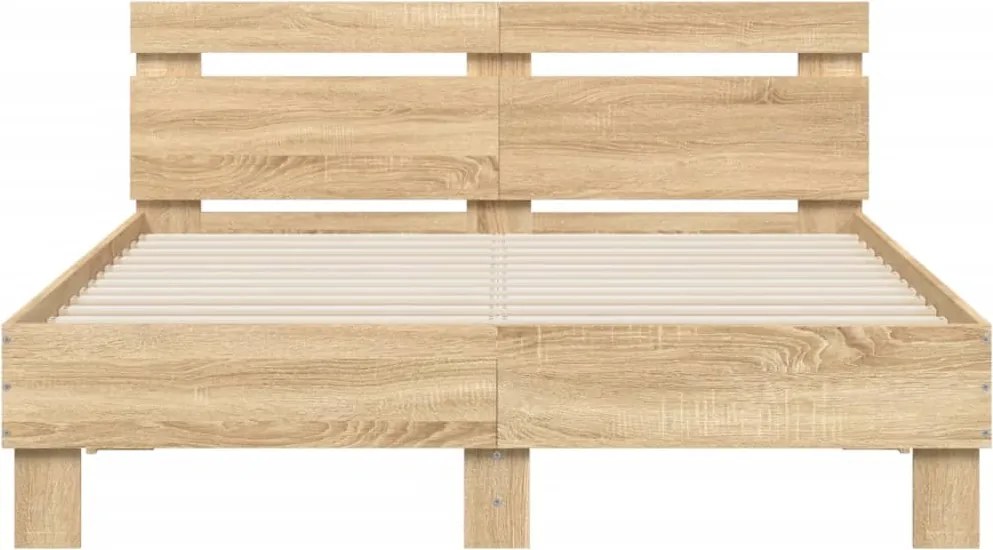 Rám postele s čelem a LED osvětlením dub sonoma 135 x 190 cm 3207569