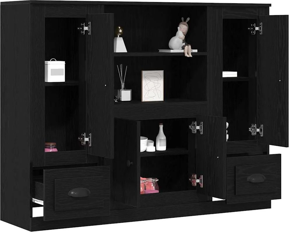 Vysoká skříň Černý dub 132 x 35.5 x 103.5 cm Kompozitní dřevo 3333078