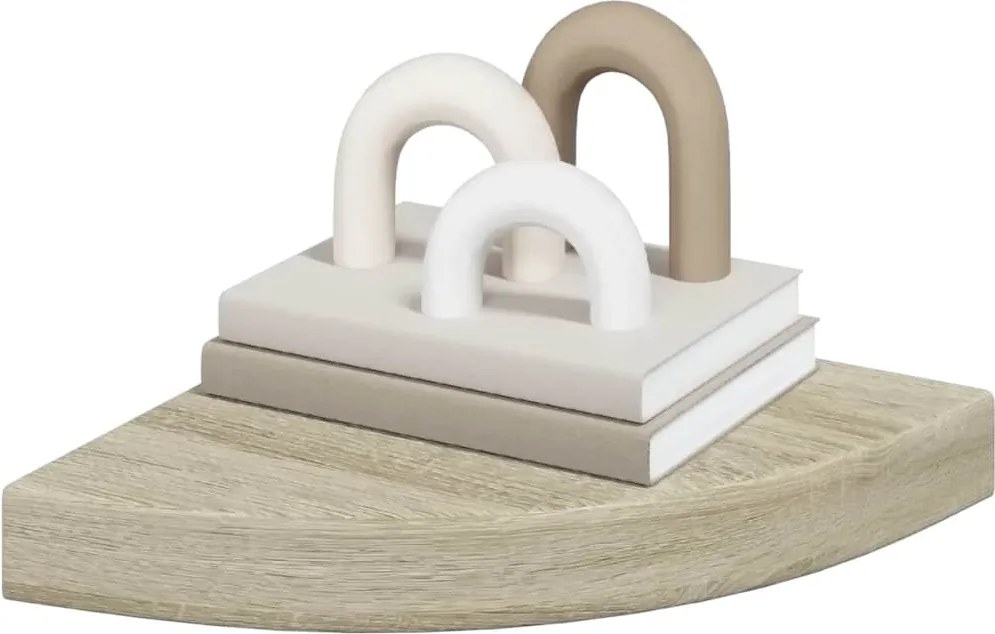 Plovoucí rohové police 4 ks dub 25 x 25 x 3,8 cm MDF 323906