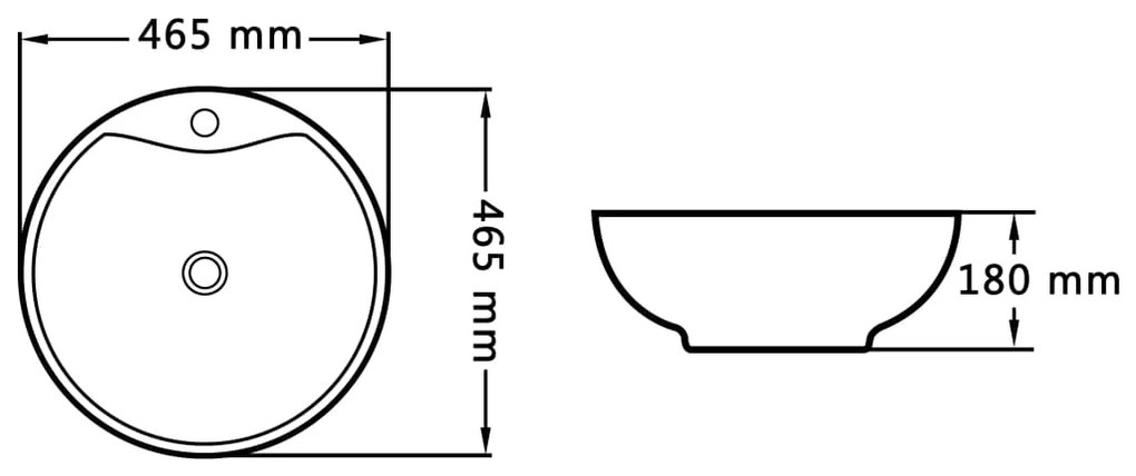 vidaXL Marketos Umyvadlo s přepadem černé 46,5 x 18 cm keramika