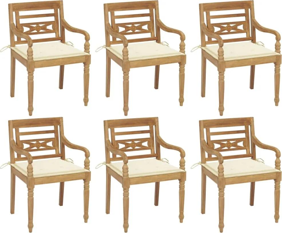 vidaXL Židle Batavia s poduškami 6 ks masivní teakové dřevo [3073323] Barva: taupe