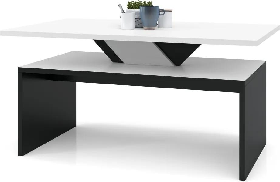 Mazzoni SISI bílý + černý, konferenční stolek, černobílý, obdélníkový