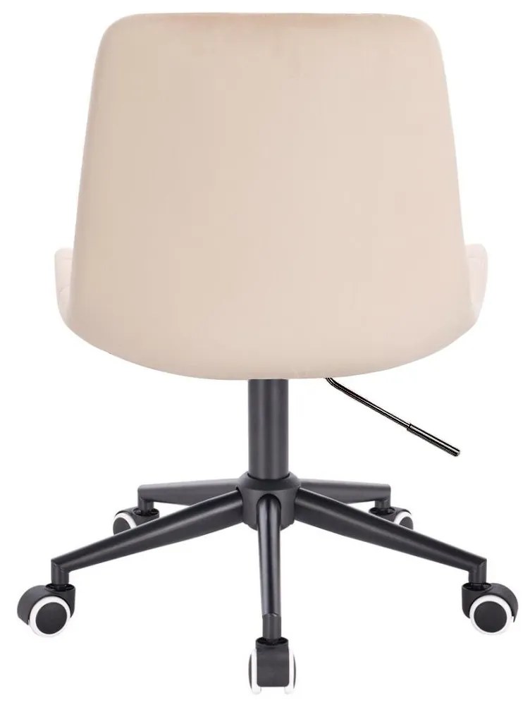 LuxuryForm DESIGN Otočná židle PARIS VELUR na černé podstavě s kolečky - krémová