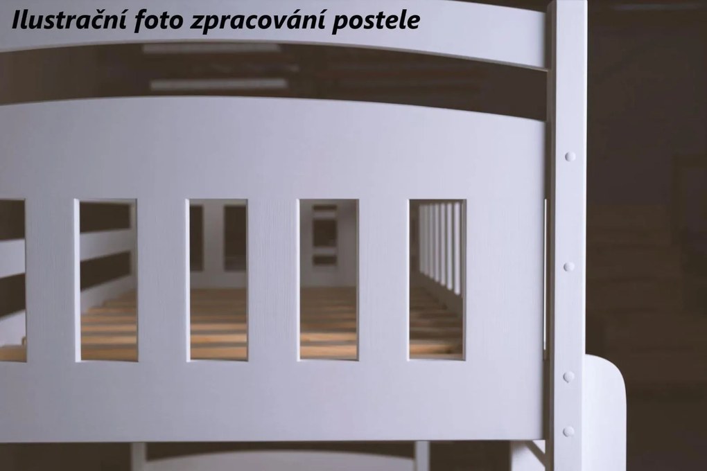 Dětská postel z masivu borovice PINOCCHIO se šuplíky - 200x90 cm - BÍLÁ