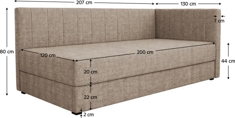Válenda s úložným prostorem, 120x200, světle hnědá, LUIZA Kondela 0000420666