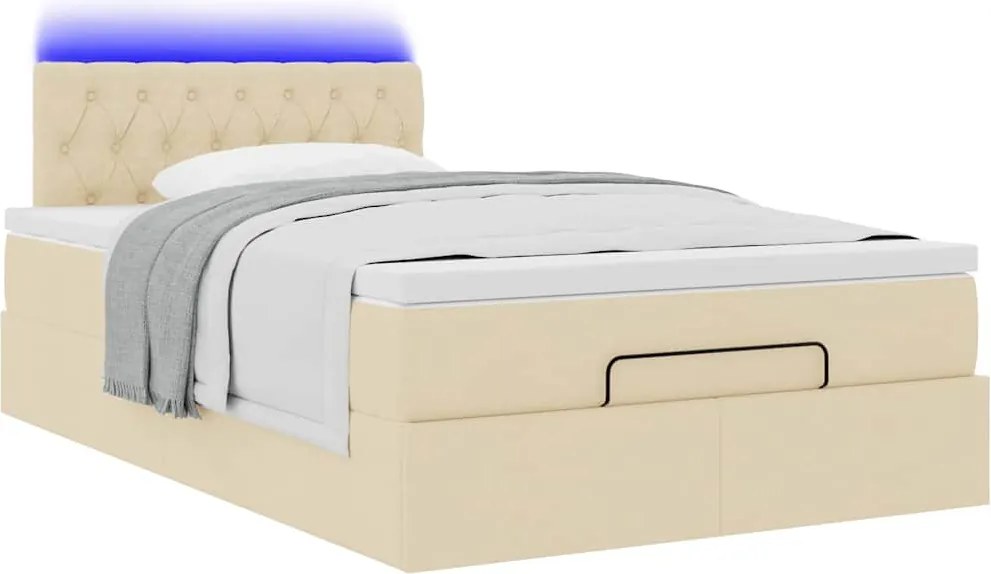 Osmanský rám postele s matrací krémově 120x200cm textil 3312386