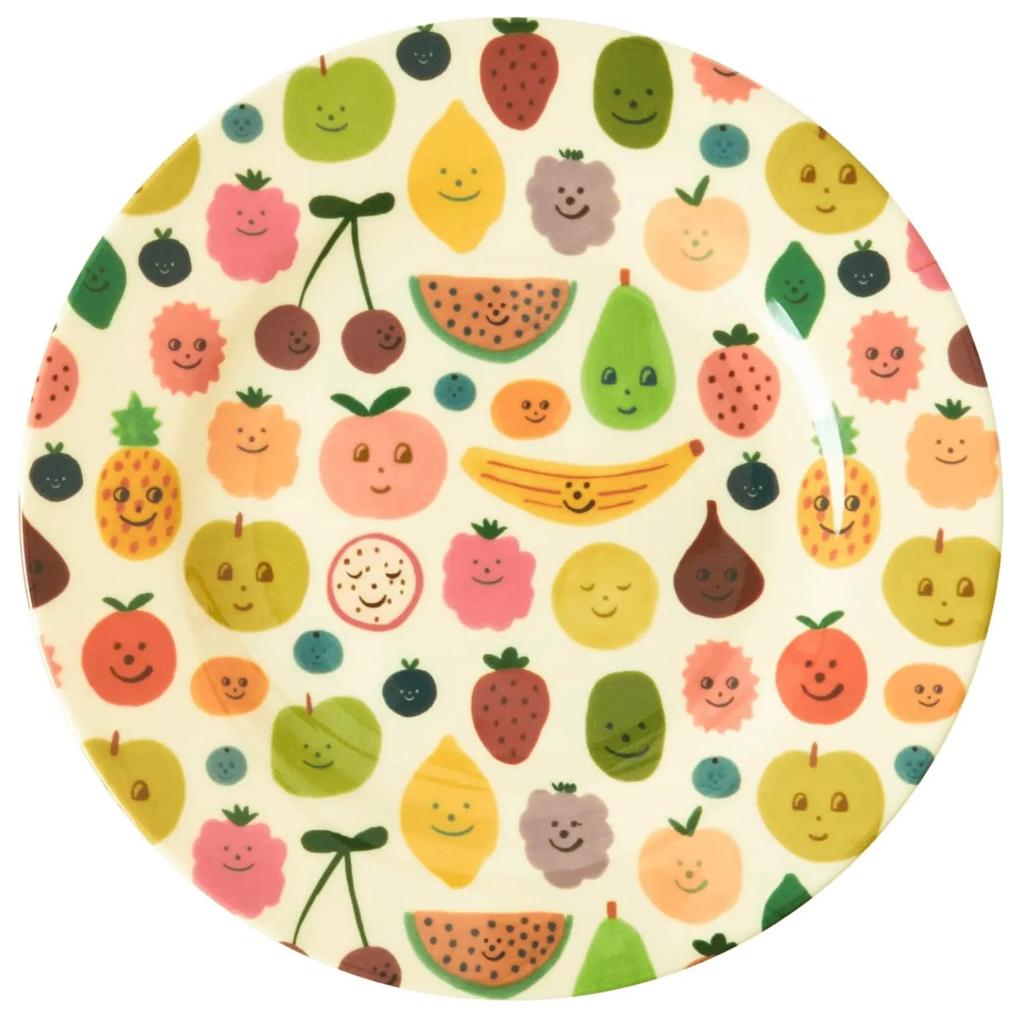 rice Dětský melaminový talíř Happy Fruits 22 cm, multi barva, melamin