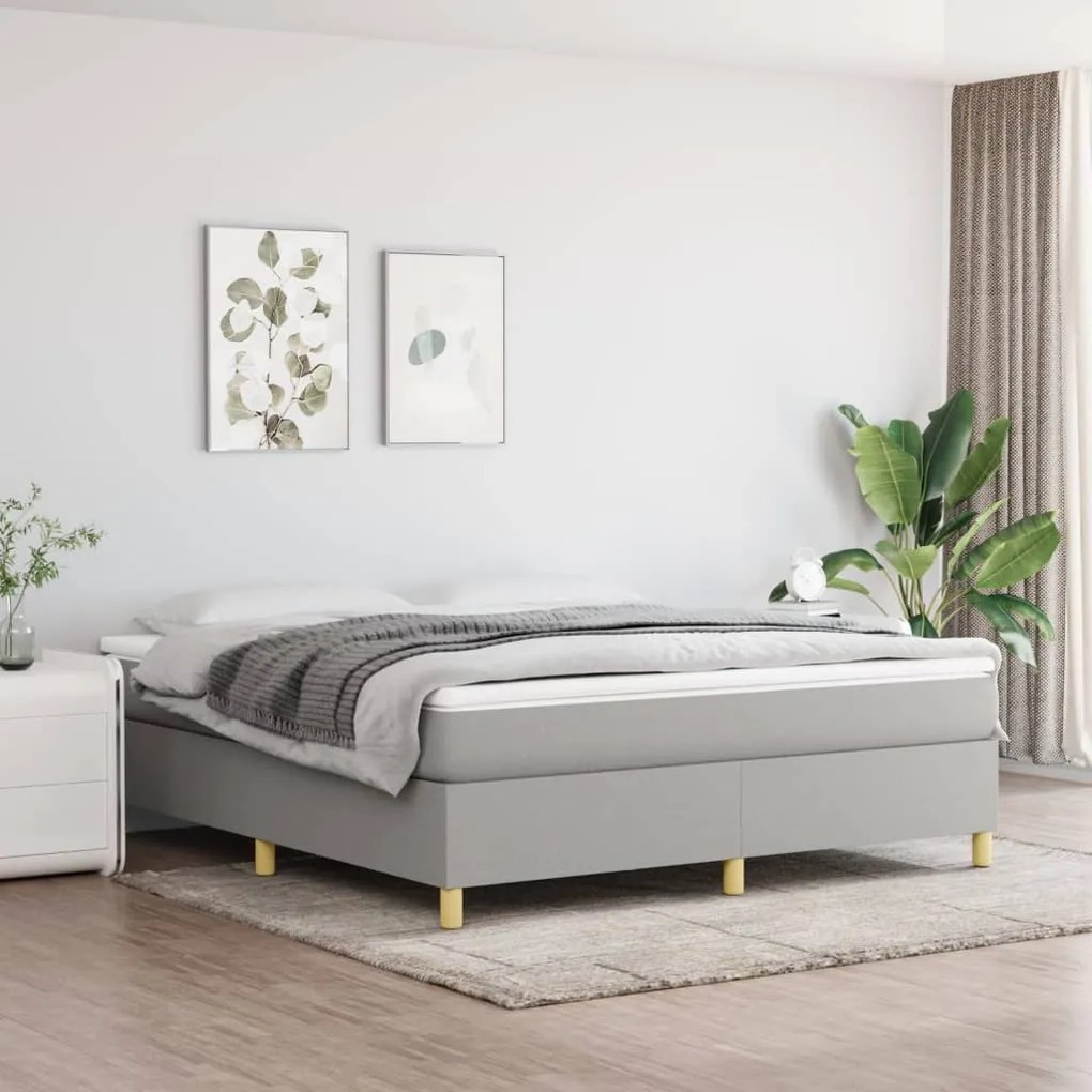 Box spring postel s matrací světle šedá 180 x 200 cm textil 3144538