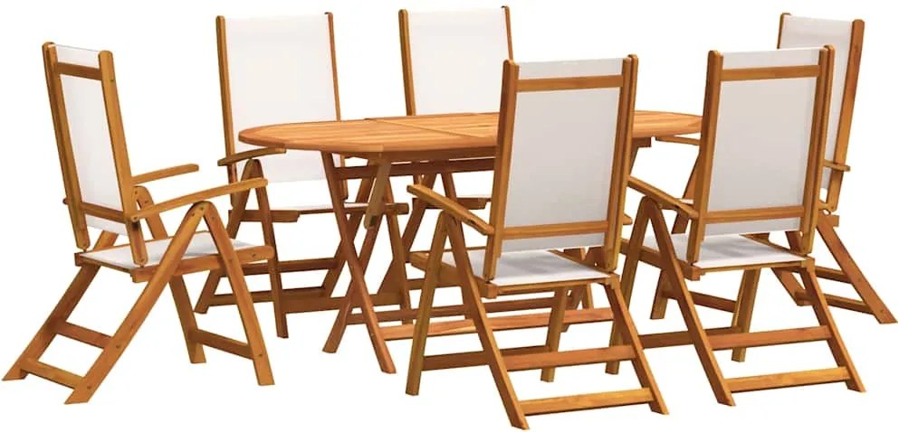 7dílný zahradní jídelní set masivní akáciové dřevo a textilen 3279287