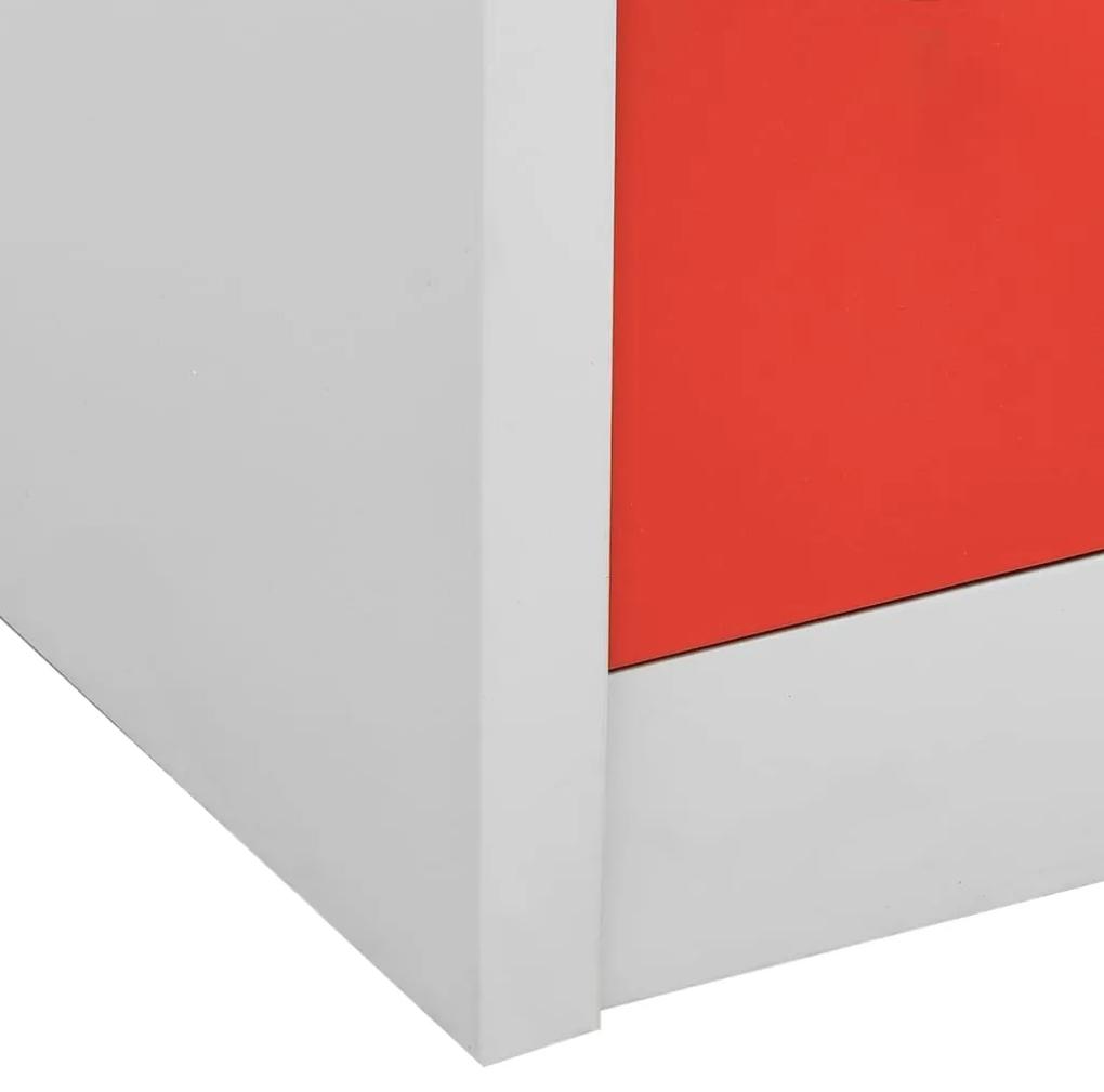 vidaXL Uzamykatelná skříň světle šedá a červená 90 x 45 x 92,5 cm ocel