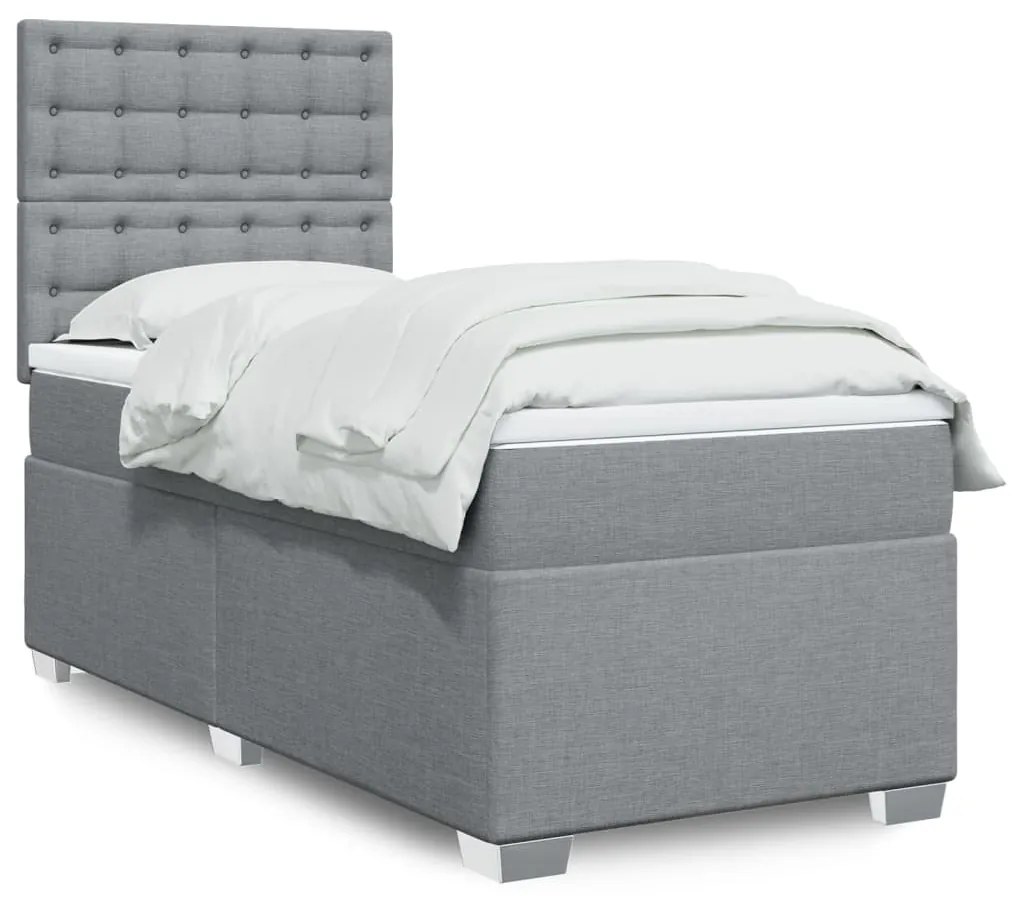 Box spring postel s matrací světle šedá 80 x 200 cm textil 3292629