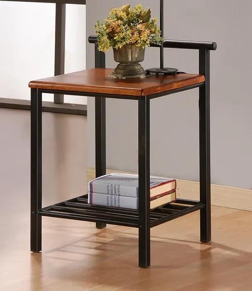 Noční stolek VD-275 kov černý matný lak, kaučukovník, třešeň antik