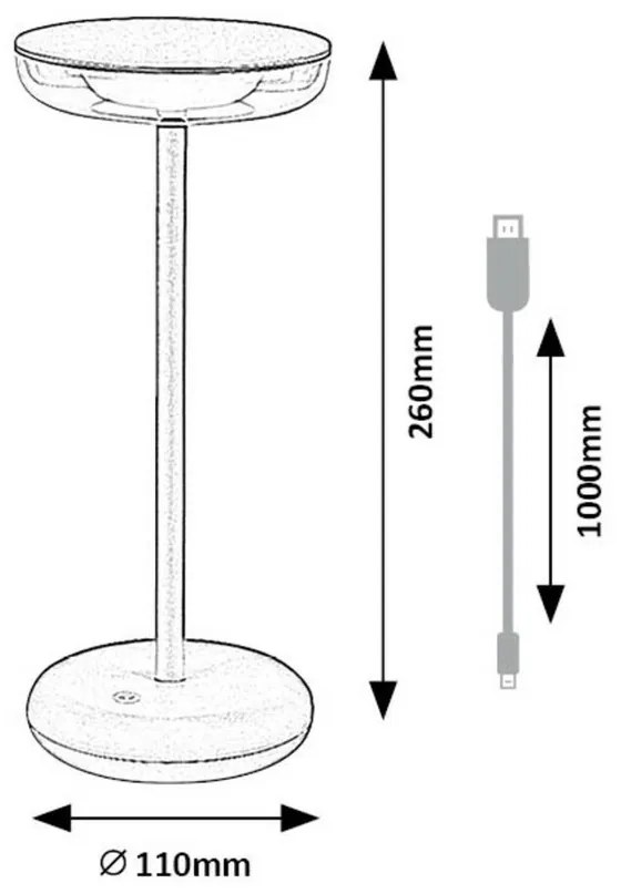 Rabalux 77089 stolní LED lampa s USB dobíjením Konin