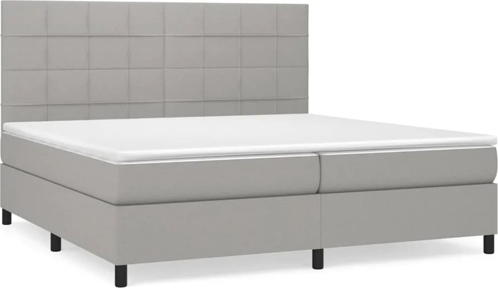 Box spring postel s matrací světle šedá 200 x 200 cm textil 3141801