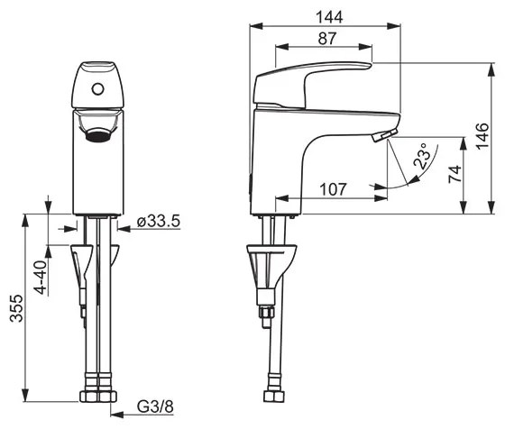 Hansa Umyvadlová stojánková páková baterie HANSAPINTO bez výpusti 45062283