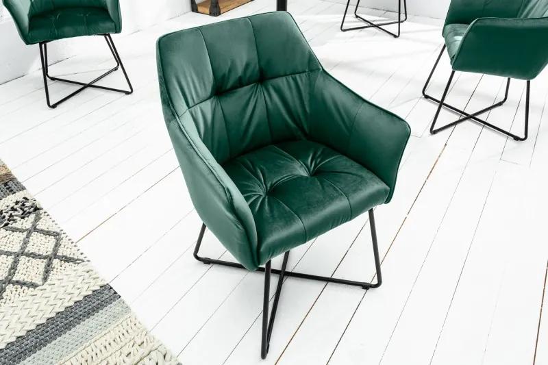 Noble Home Zelená sametová židle Loft