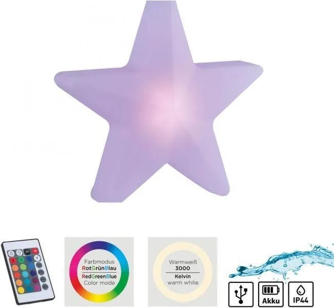LD 19291-16 LED bateriové svítidlo AKKU-STAR, bílá, velké, venkovní IP44, nabíjecí přes USB, RGB/6000K - JUST LIGHT