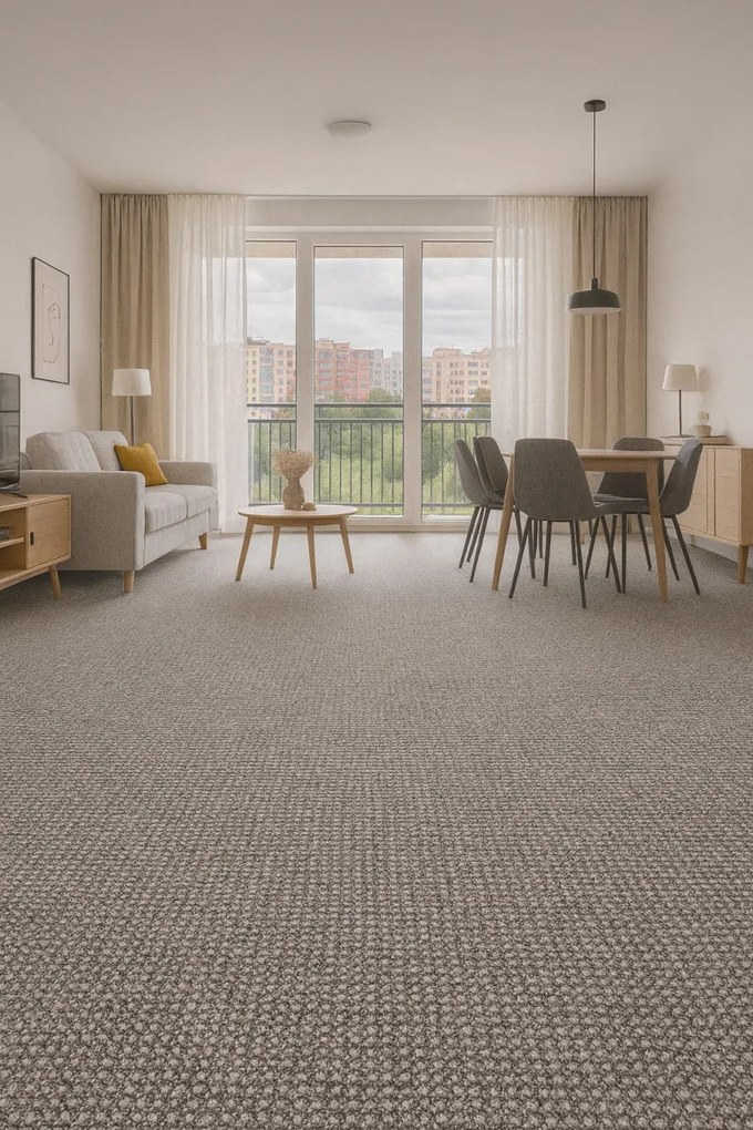 SPOLTEX Metrážový koberec TEXAS 23 ŠEDOBÉŽOVÝ BARVA: Šedá, ŠÍŘKA: 4 m
