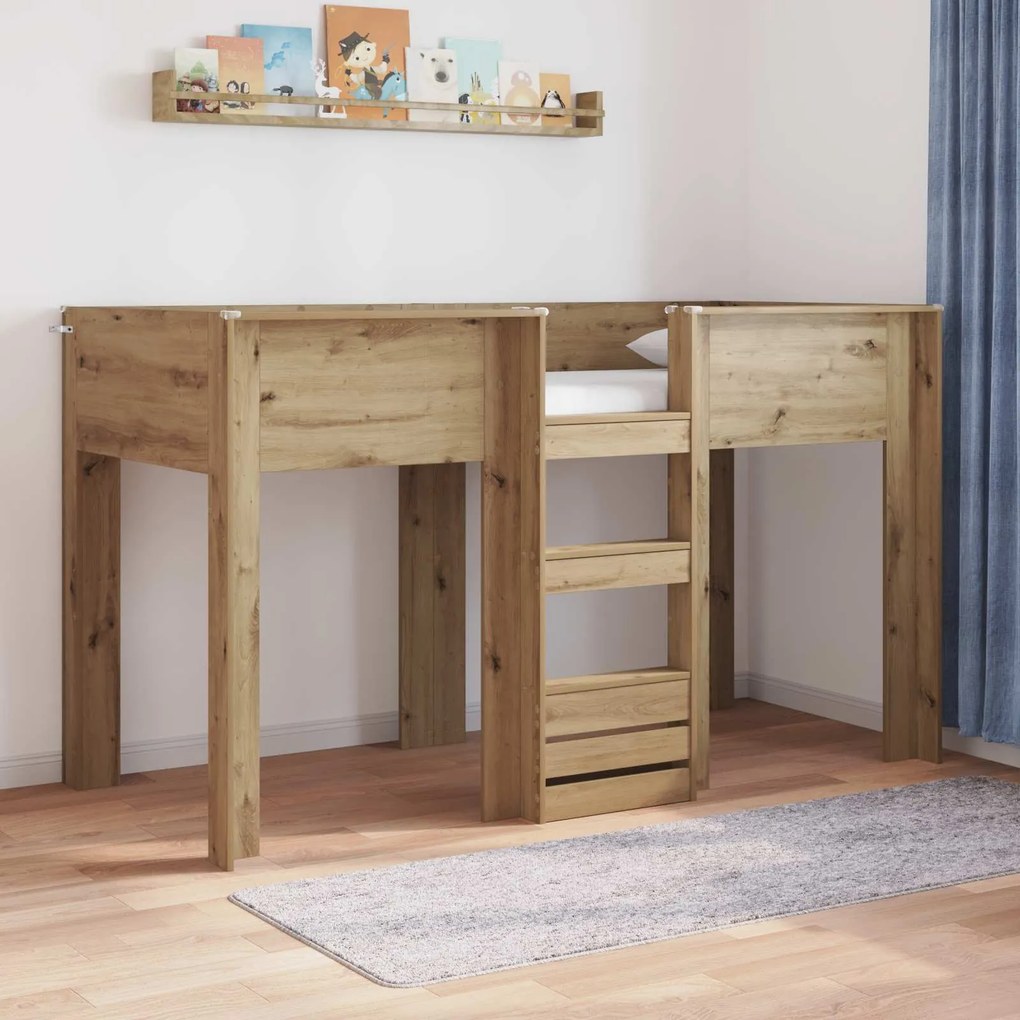 Patrová postel pro děti Artisanový dub 75 x 190 cm 3410474
