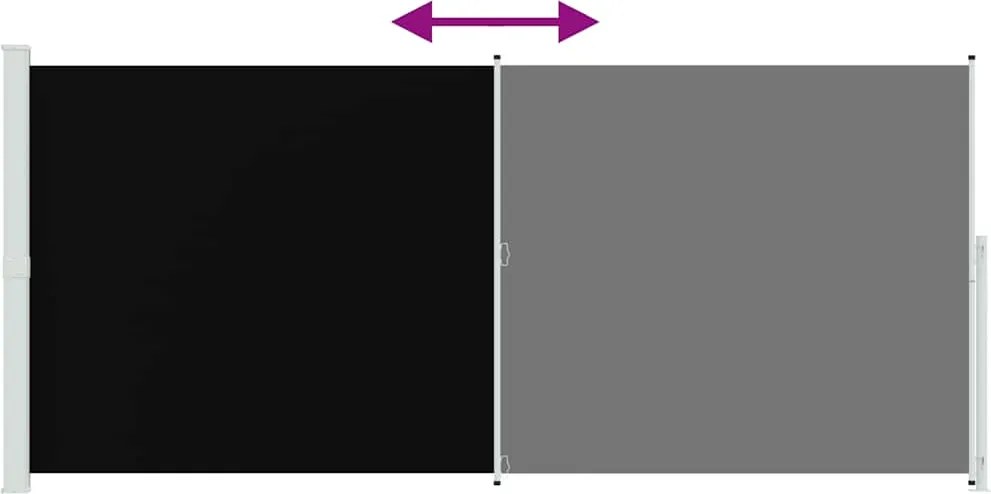 Zatahovací boční markýza/zástěna 220 x 514 cm černá 313429