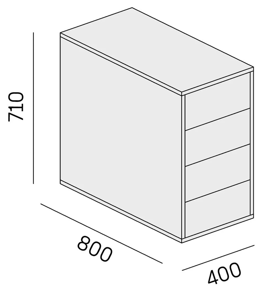 PLAN Kancelářský přístavný kontejner BLOCK Wood, 4 zásuvky, dub přírodní