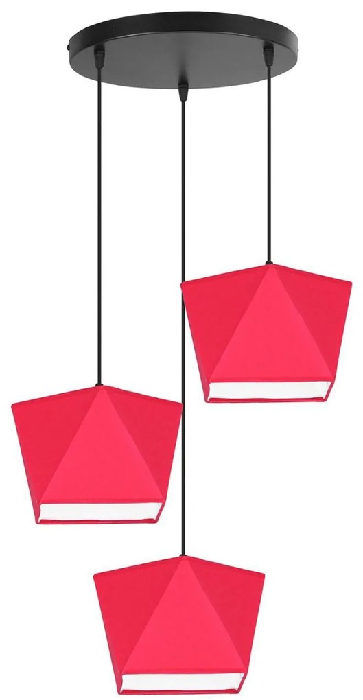 Závěsné svítidlo Diamond, 3x textilní stínítko (mix 6 barev), (výběr ze 3 barev konstrukce), o