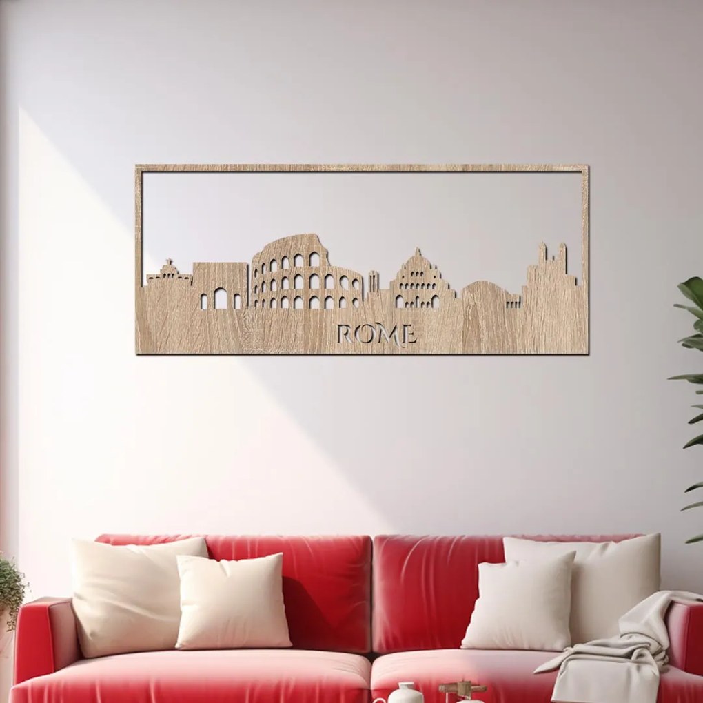 Dřevěná dekorace na zeď ŘÍM Zvolte rozměr (cm): 80x23, Zvolte barvu dekoru: Černá