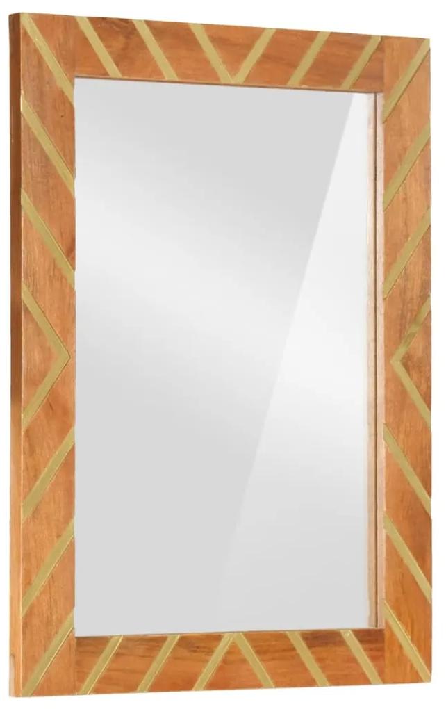 Koupelnové zrcadlo hnědé 50x70x3 cm masivní mangovník a sklo - Default Title