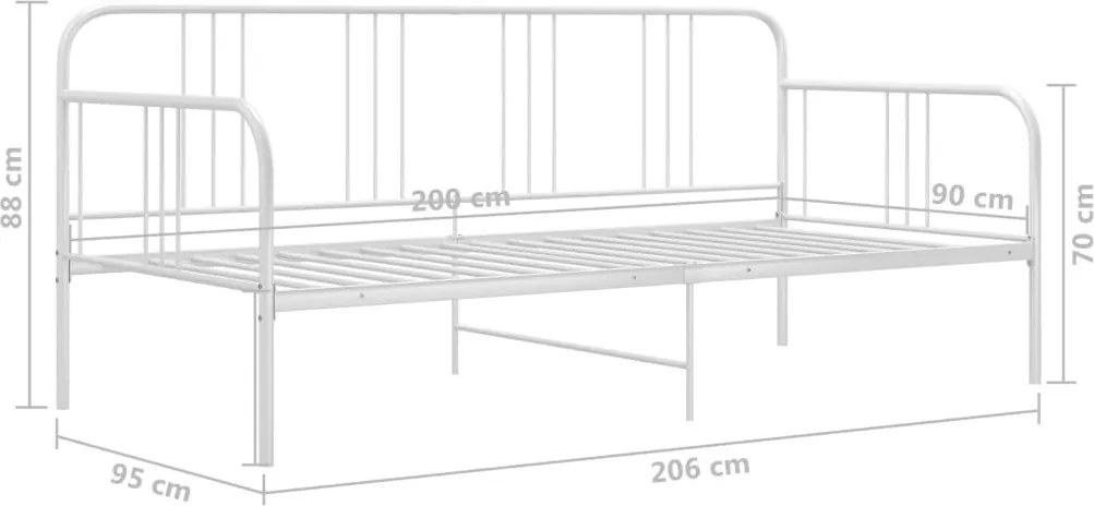 vidaXL Rám postele/pohovky kovový 90 x 200 cm [324750] Barva: Bílá