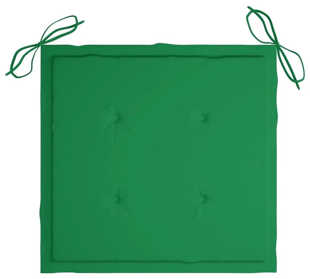vidaXL Houpací křeslo se zelenou poduškou masivní teak