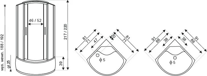 Aplomo Mirinda 81x81x217 masážní sprchový box