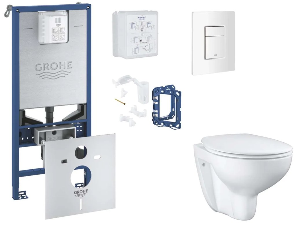 Grohe Rapid SLX - Set předstěnové instalace, klozetu, sedátka SoftClose, tlačítka Skate Cosmopolitan a sady pro vhazování tablet, alpská bílá SANI11BB3133