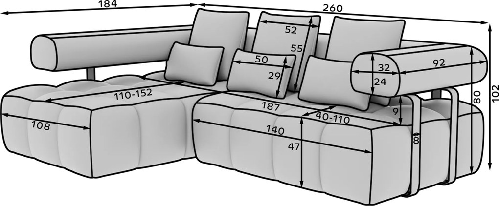 Eltap Rohová sedací souprava Levvi Materiál a barva potahu: Bazalt 18 - béžová, Orientace: levá