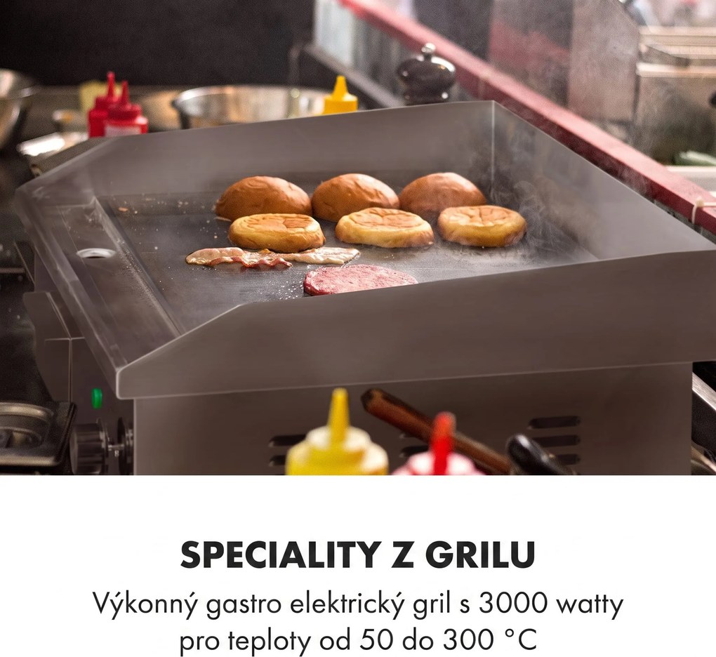 Klarstein Grillmeile 3000G, elektrický gril, 3000 W, 54,5 x 35 cm, hladký
