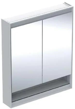 Geberit ONE - Zrcadlová skříňka s LED osvětlením, 750x900x150 mm, 2 dvířka, s nikou, bílá 505.832.00.2