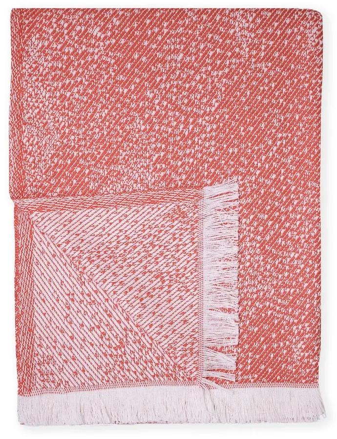 Červený pléd s podílem bavlny Euromant Dotty Diamond, 140 x 180 cm