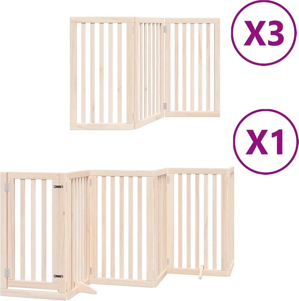 Zábrana pro psy s dvířky skládací 15 panelů 750 cm topol 3155646