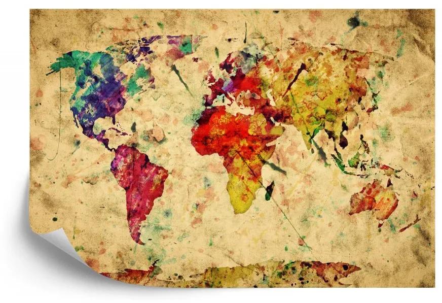 Fototapeta Mapa Světa Omyvatelný vlies 180x120