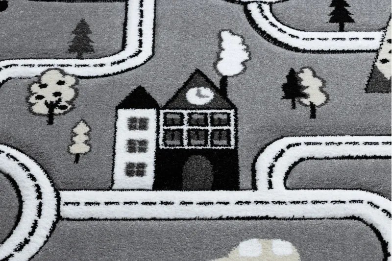 Dywany Łuszczów, Dětský kusový koberec Petit Town streets grey, 140x190, šedá, dětský pokoj