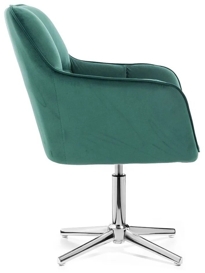 LuxuryForm DESIGN Otočné křeslo AMALFI VELUR na stříbrném kříži - zelené